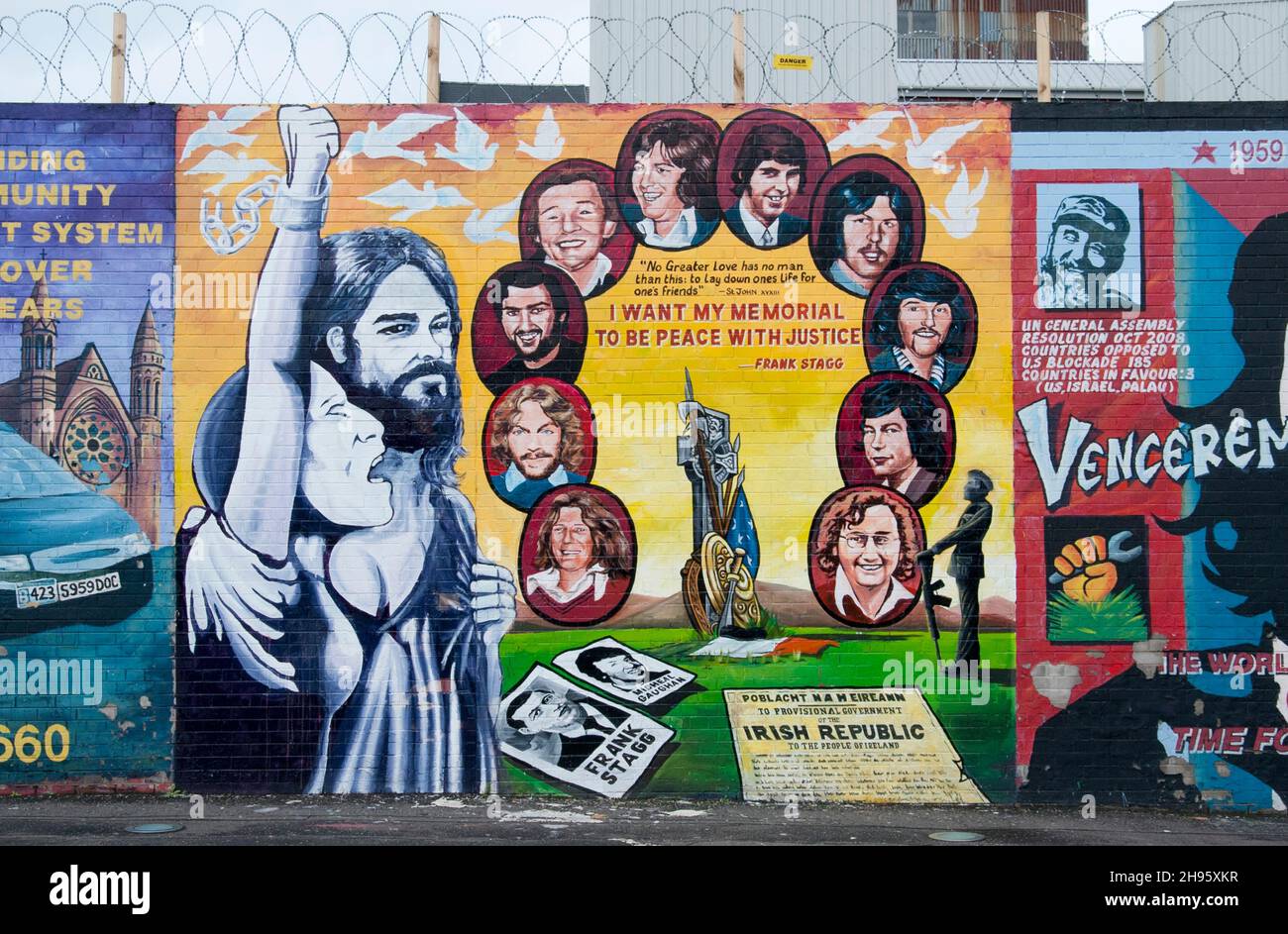 Nationalist murals on the Falls Road in West Belfast, Northern Ireland ...