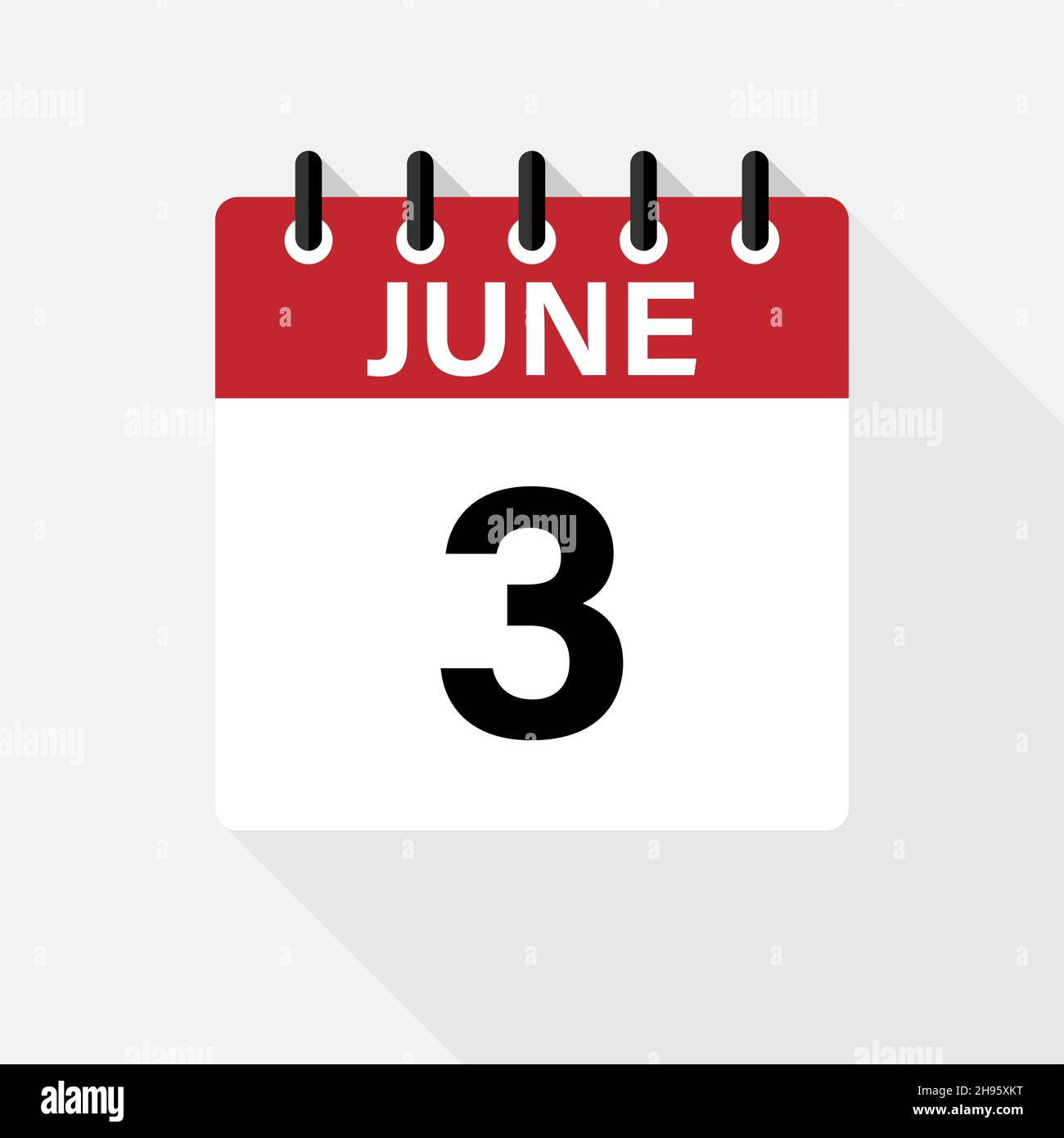 June Calendar Icon. Calendar Icon with shadow. Flat style. Date, day ...