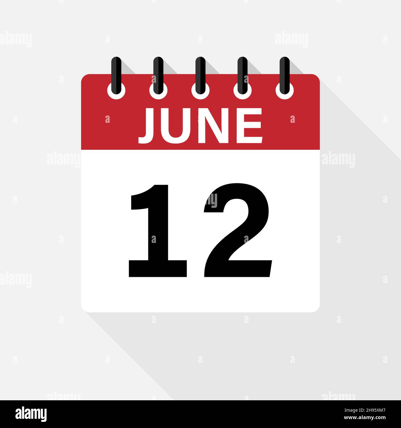 June Calendar Icon. Calendar Icon with shadow. Flat style. Date, day ...