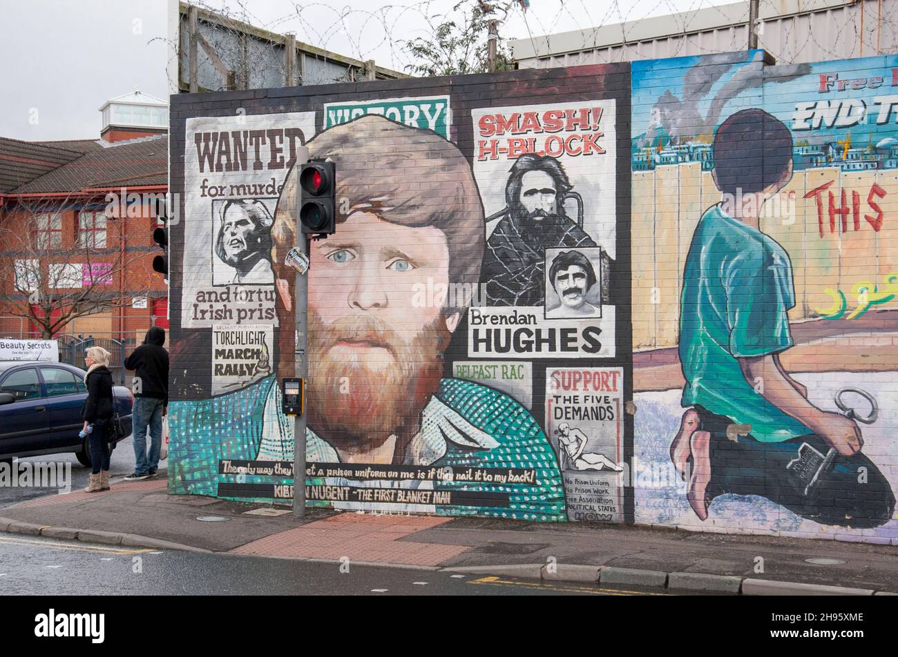 Nationalist murals on the Falls Road in West Belfast, Northern Ireland ...