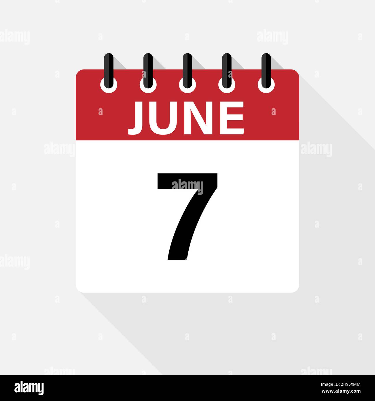 June Calendar Icon. Calendar Icon with shadow. Flat style. Date, day ...