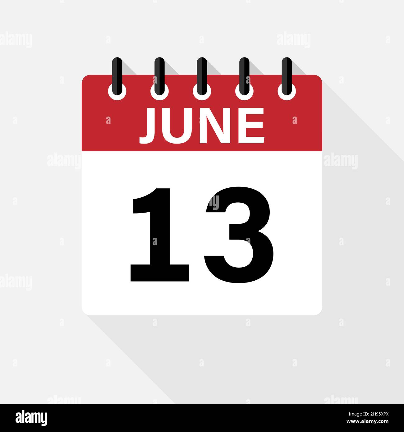 June Calendar Icon. Calendar Icon with shadow. Flat style. Date, day ...