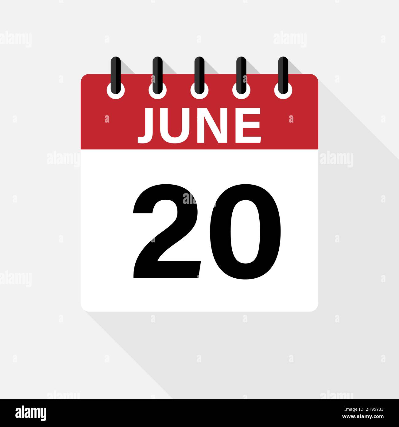 June Calendar Icon. Calendar Icon with shadow. Flat style. Date, day ...