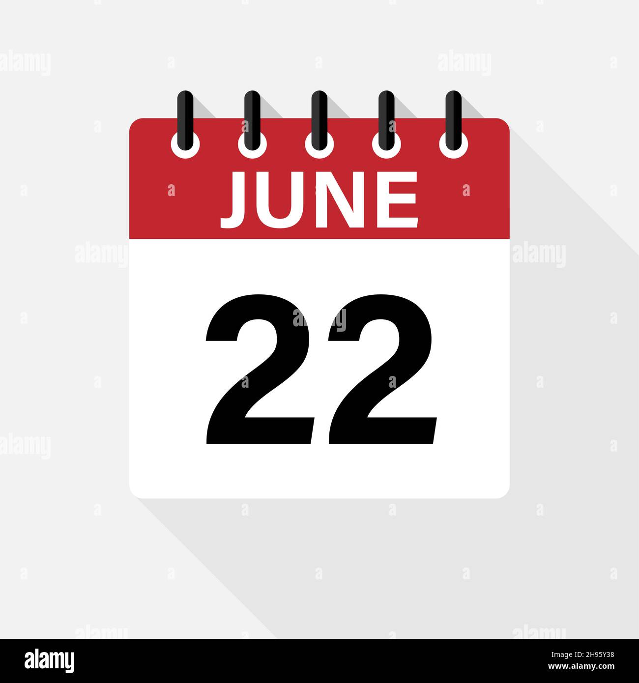 June Calendar Icon. Calendar Icon with shadow. Flat style. Date, day ...