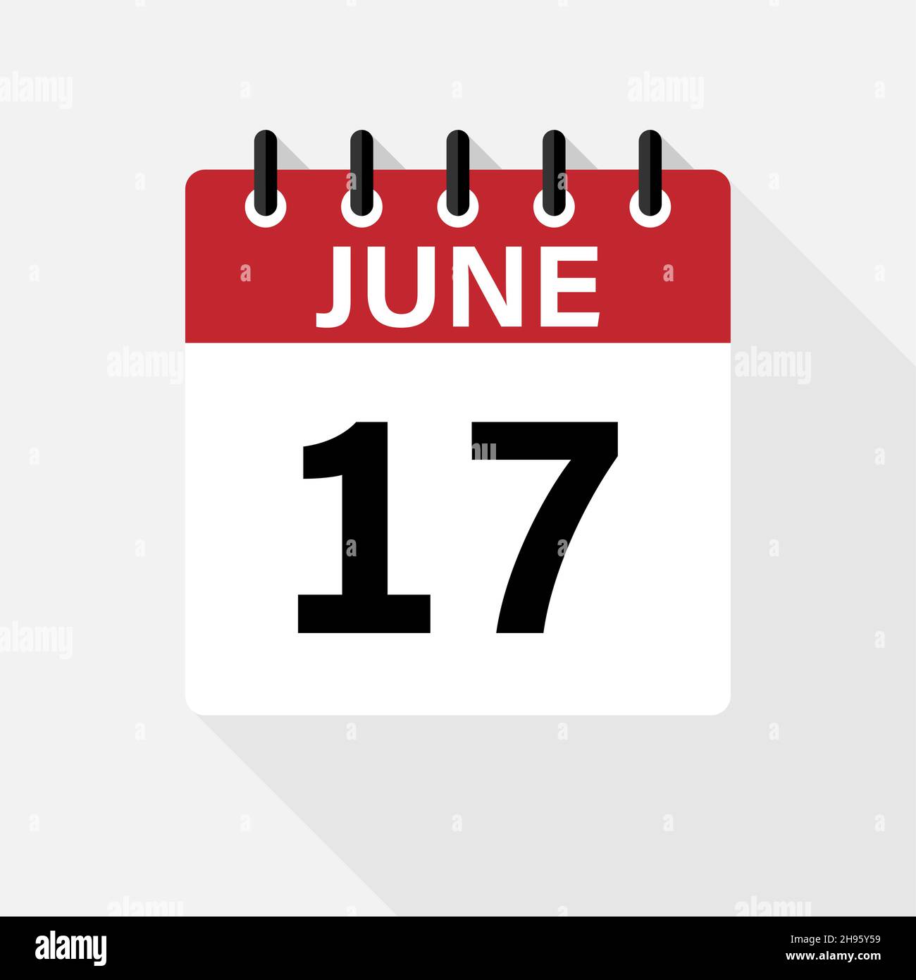 June Calendar Icon. Calendar Icon with shadow. Flat style. Date, day ...
