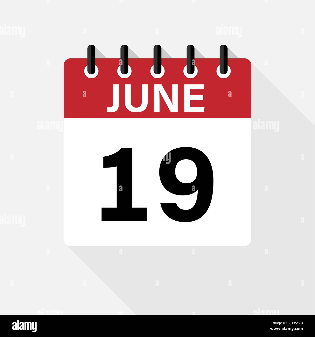 June Calendar Icon. Calendar Icon with shadow. Flat style. Date, day ...