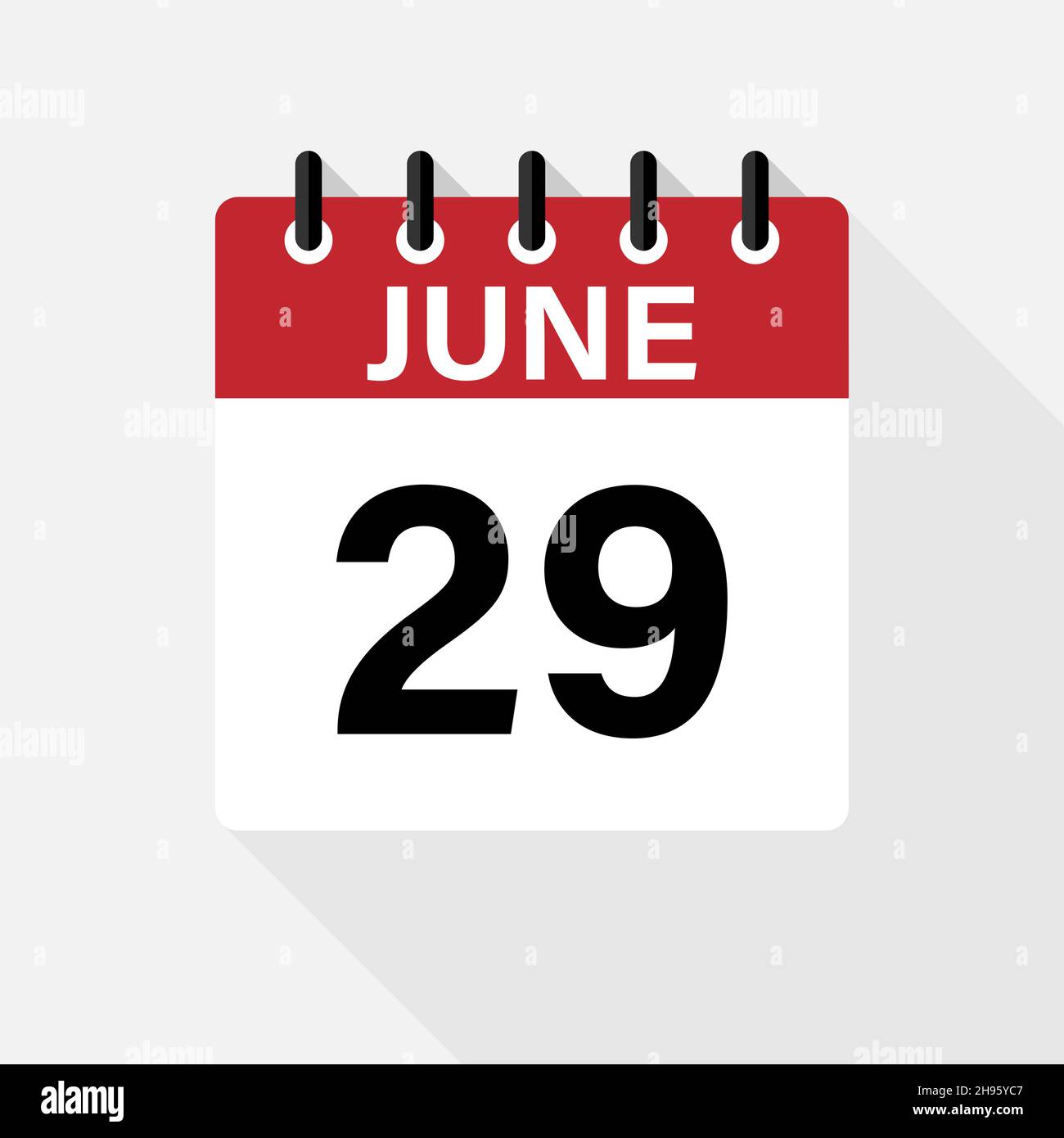 June Calendar Icon. Calendar Icon with shadow. Flat style. Date, day ...