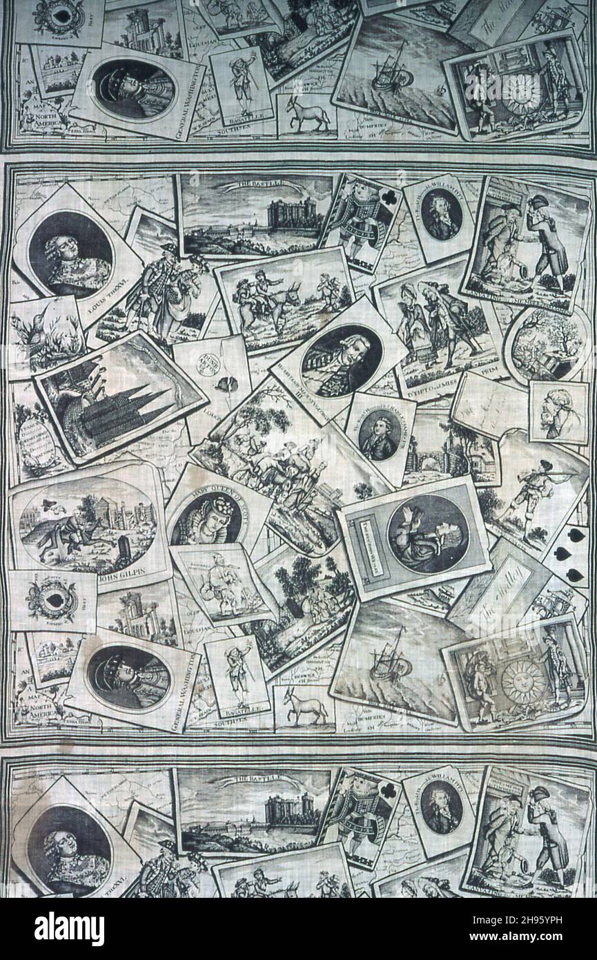 The Medley (Handkerchief), England, 1792/95. Portraits of notable ...
