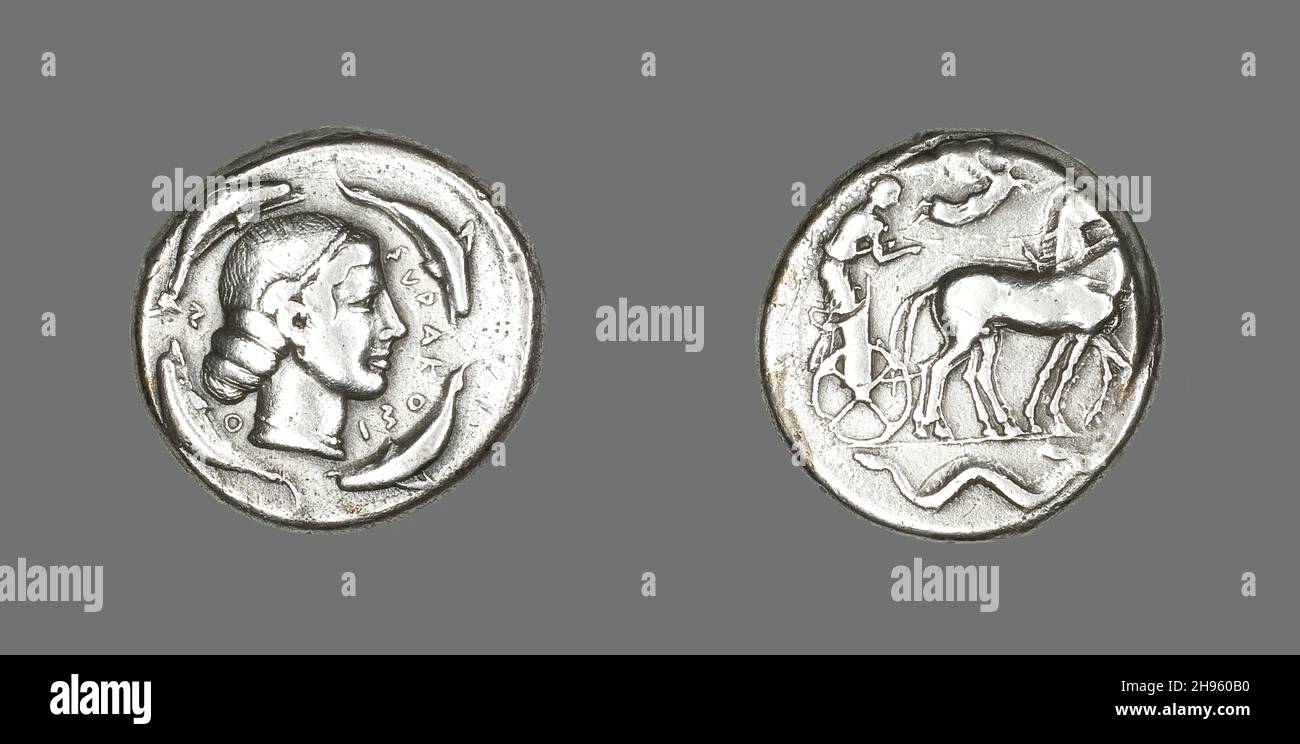 Tetradrachm (Coin) Depicting Arethusa, 474-450 BCE Stock Photo - Alamy