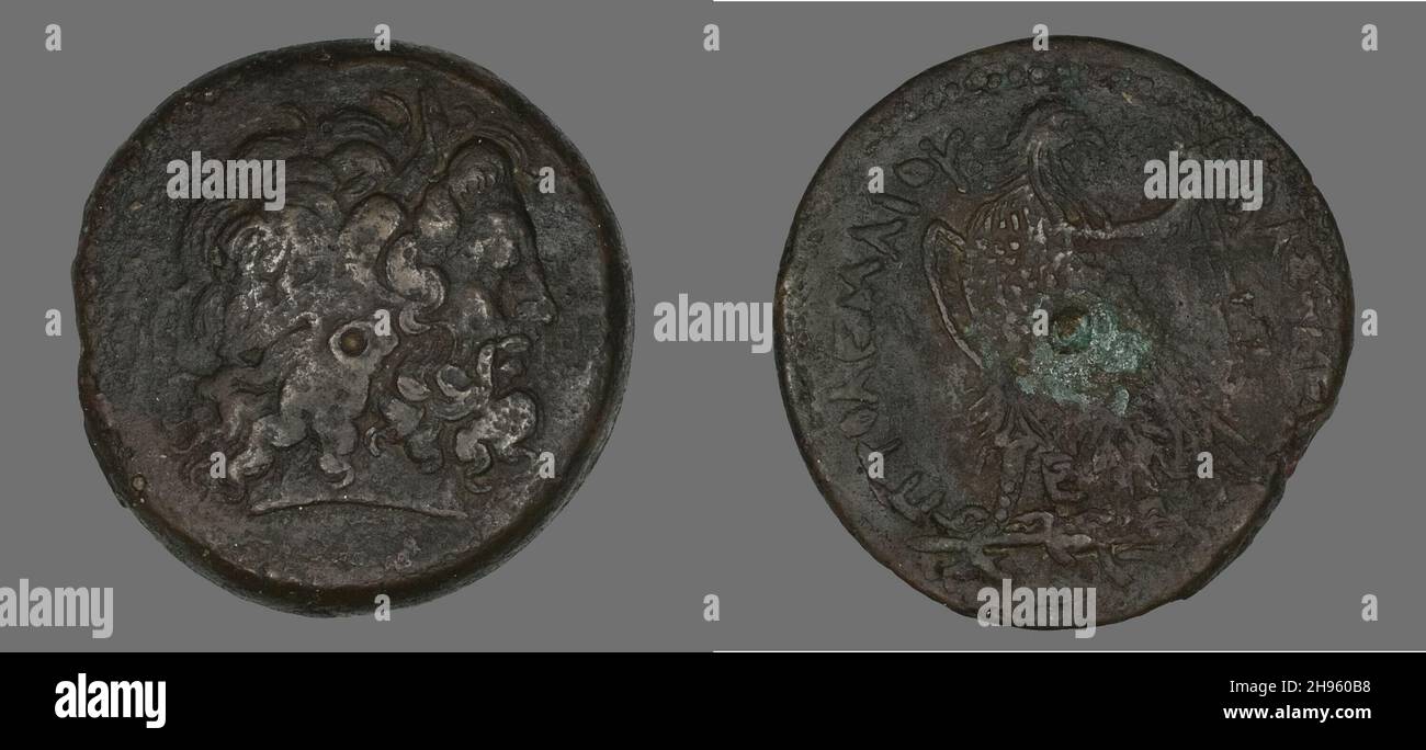 Coin Depicting the God Zeus, 222-204 BCE, issued by Ptolomy IV Stock ...