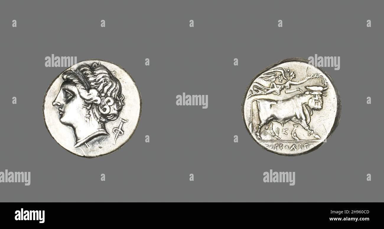 Stater (Coin) Depicting the Siren Parthenope, 280-241 BCE Stock Photo ...