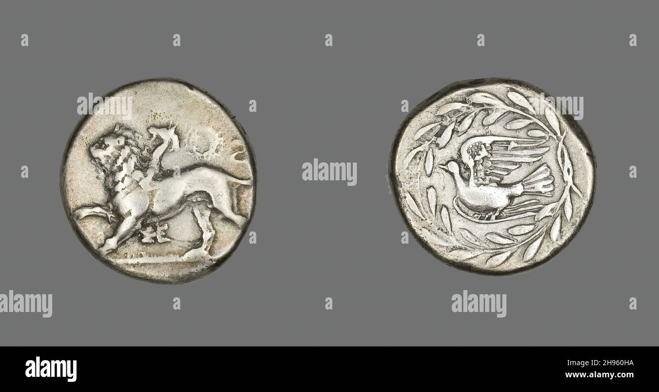 Aeginetic Stater (Coin) Depicting a Chimera, 431-400 BCE Stock Photo ...