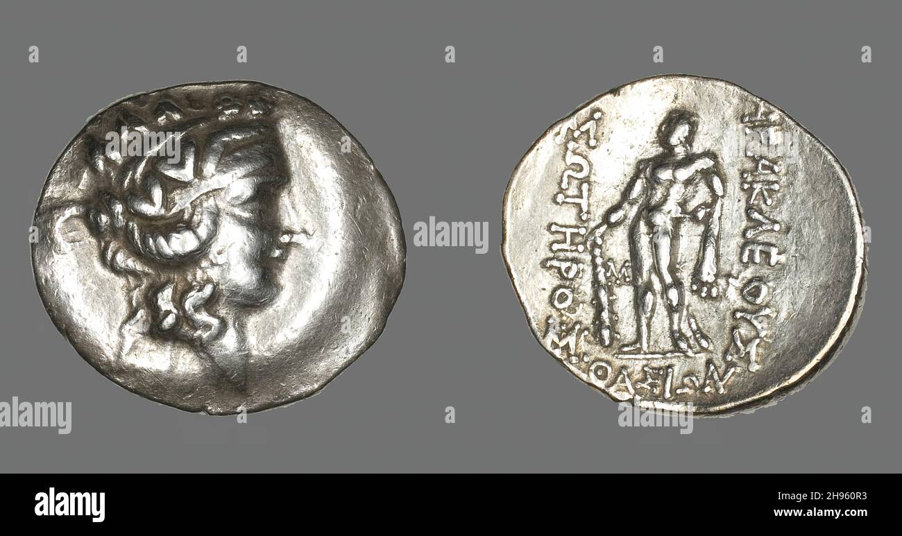 Tetradrachm (Coin) Depicting the God Dionysos, after 146 BCE Stock ...
