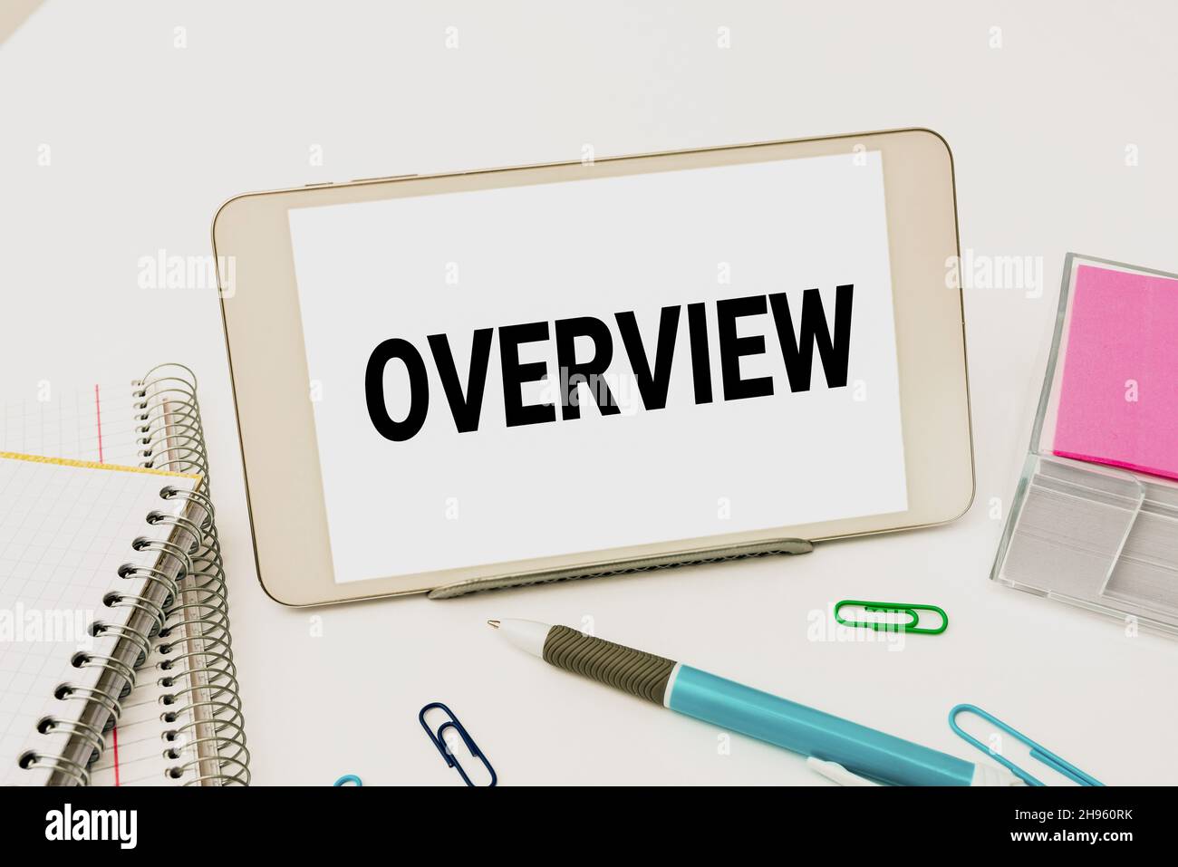 Handwriting text Overview. Business approach the general review or ...