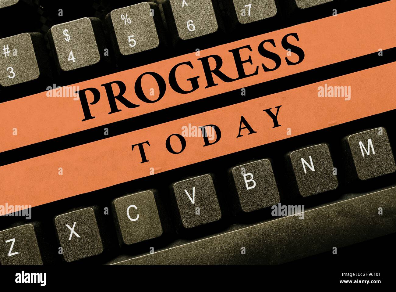 Text caption presenting Progress. Business concept development towards ...