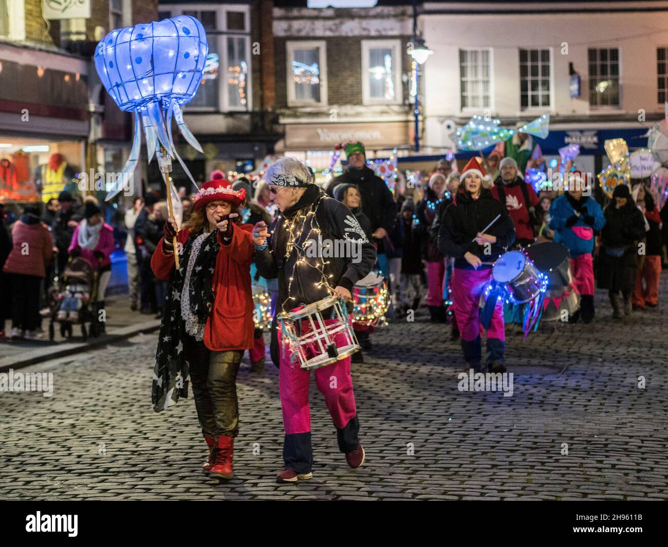 Sheerness, Kent, UK. 4th Dec, 2021. A Christmas lantern parade ...