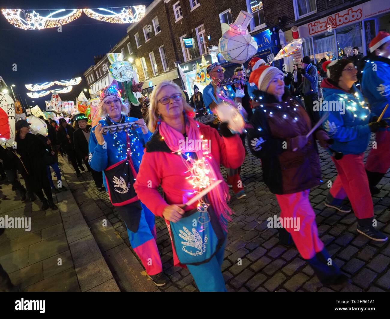 Sheerness, Kent, UK. 4th Dec, 2021. A Christmas lantern parade ...