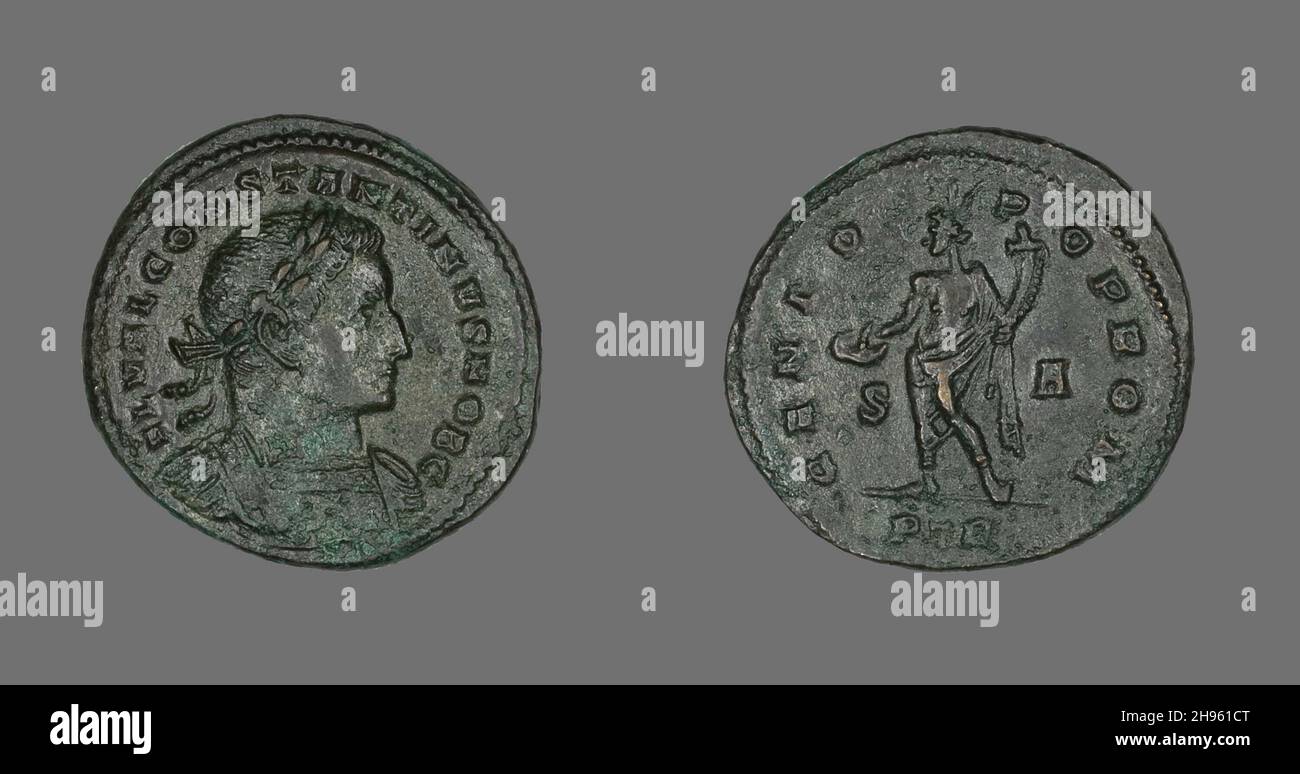 Coin Portraying Emperor Constantine I, 307-337 AD. Standing Genius on ...