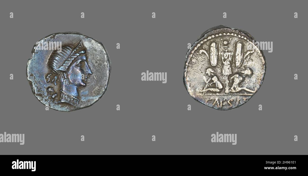 Denarius (Coin) Depicting the Goddess Venus, 46-45 BCE. Reverse: trophy ...