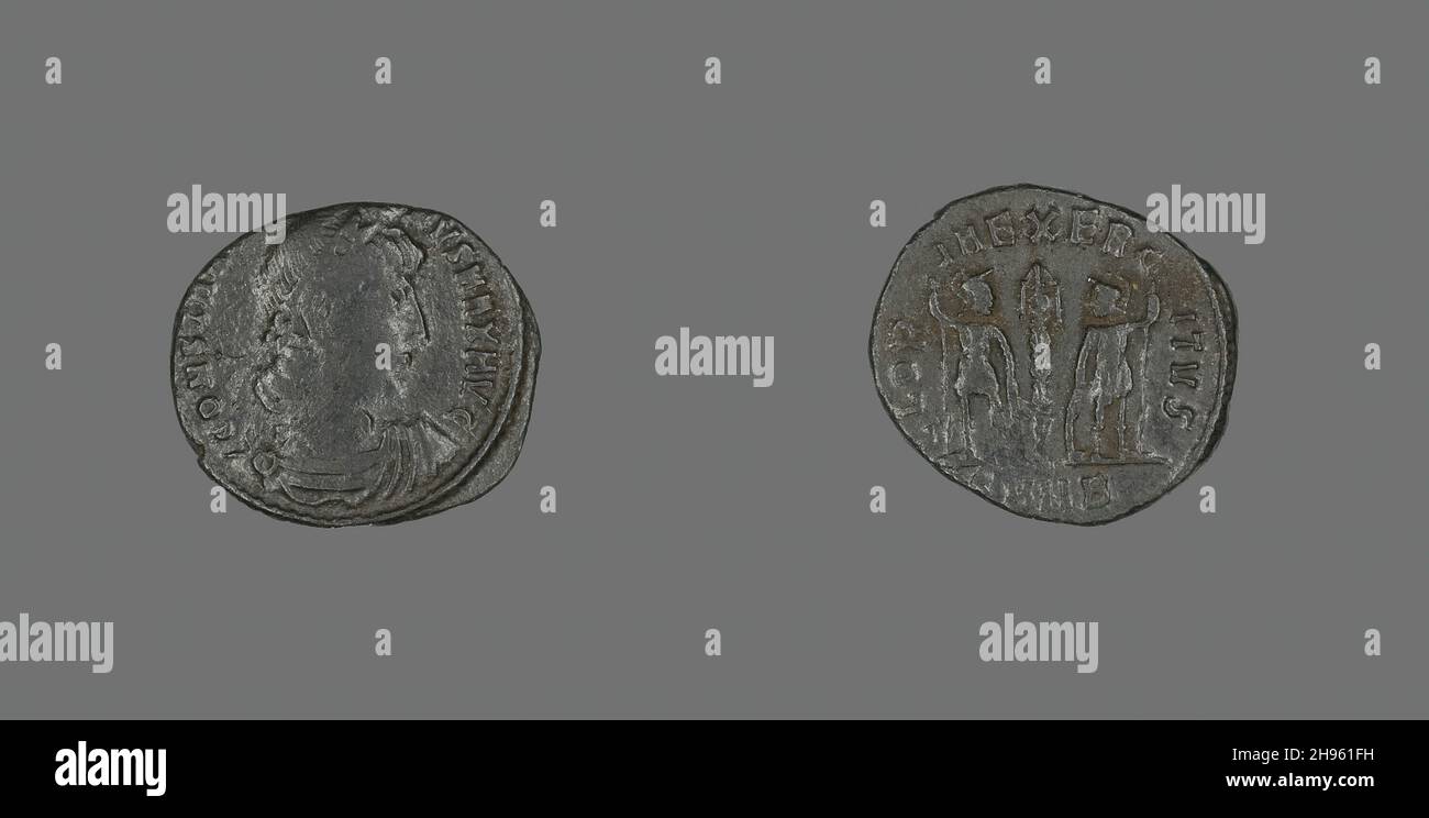 Coin Portraying Emperor Constantine I, 336-337 AD. Military standard ...