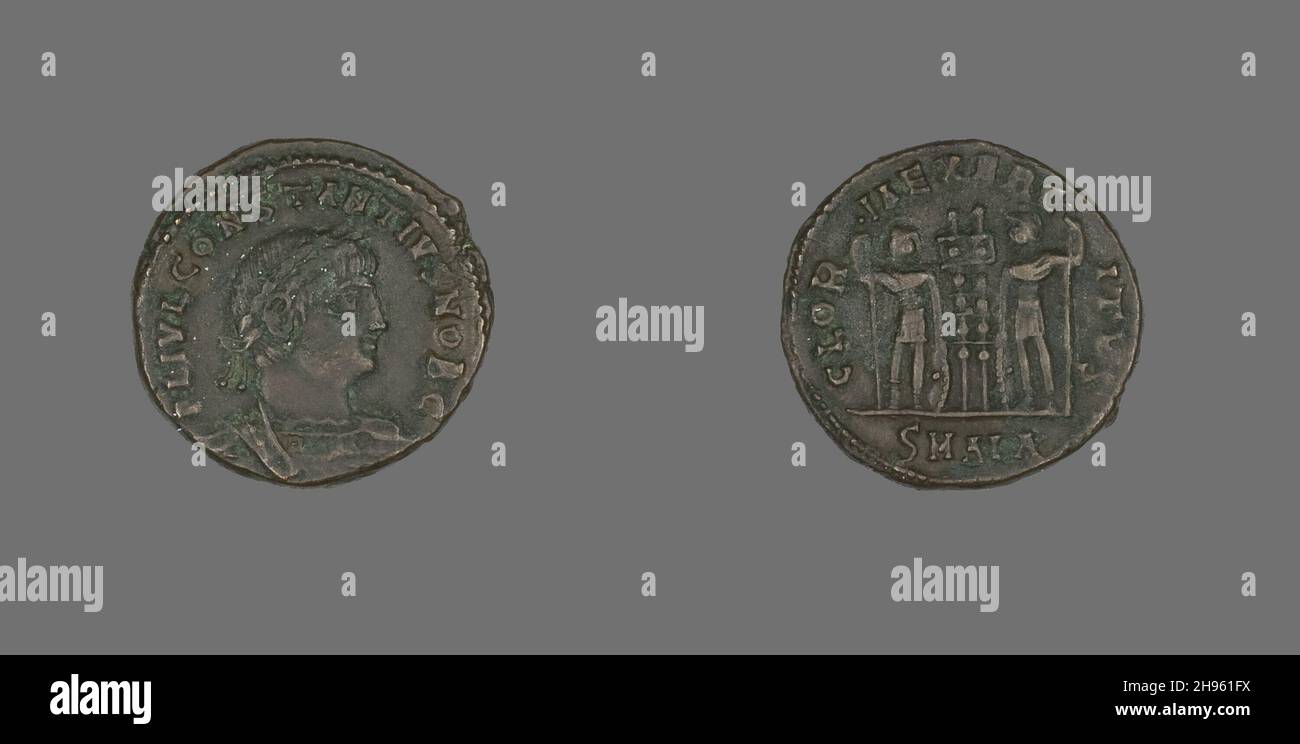 Coin Portraying Emperor Constantius II, 337-361. Reverse: soldiers with ...