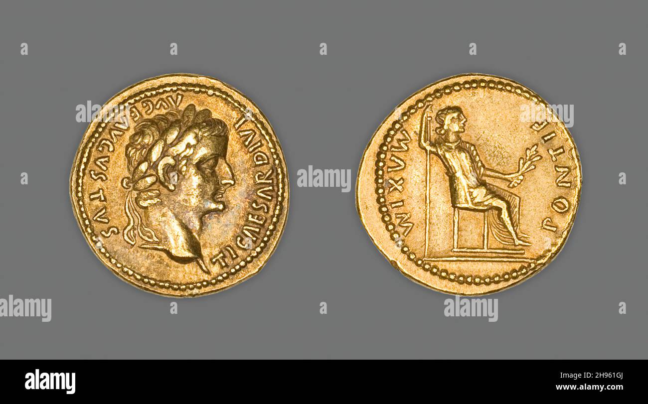 Aureus (Coin) Portraying Emperor Tiberius, 15-37 CE, issued by Tiberius ...