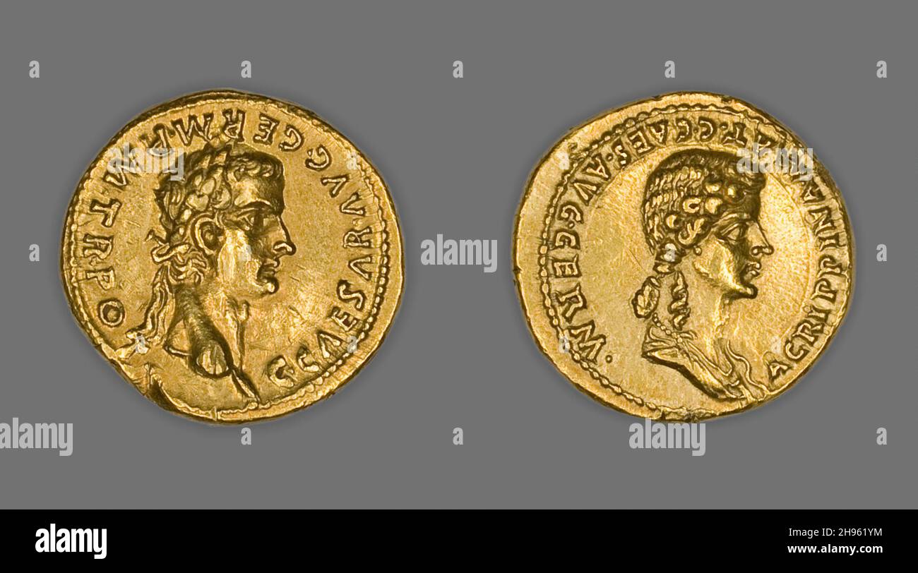 Aureus (Coin) Portraying Emperor Caligula, 37-38 CE, issued by Caligula ...