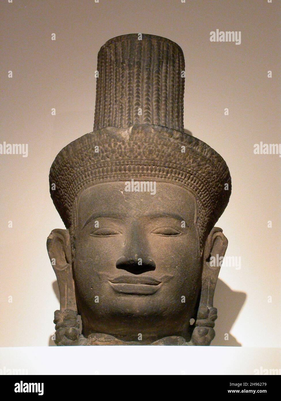Head of a Male Deity (Deva), Angkor period, 10th/11th century Stock ...