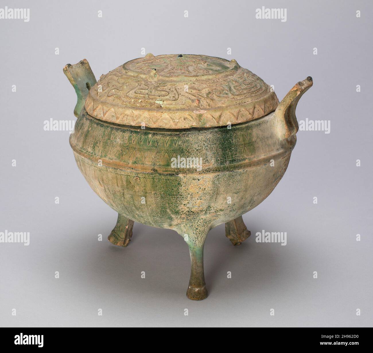 Covered Tripod Cauldron (Ding) with Geometric Designs, Eastern Han ...