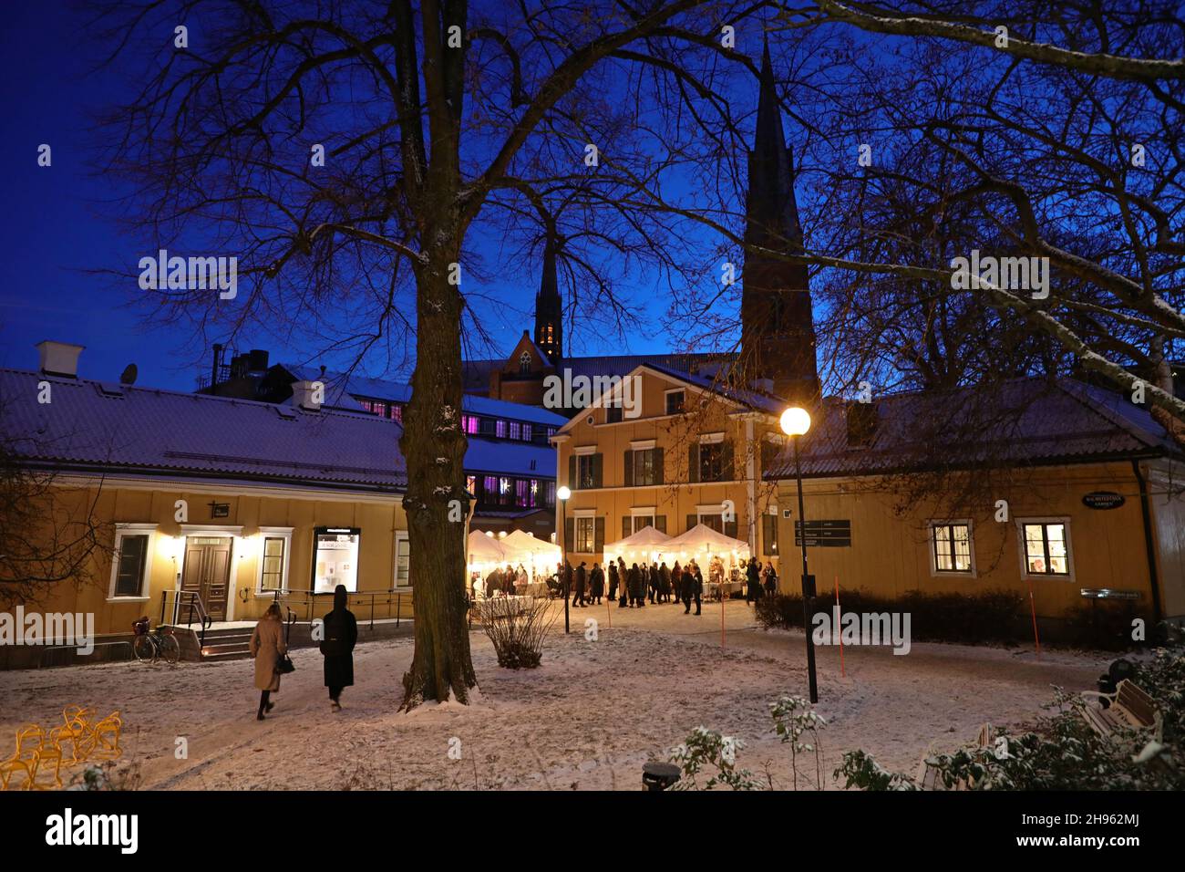 Daily life in Uppsala, Sweden, during Saturday. A christmas market by ...