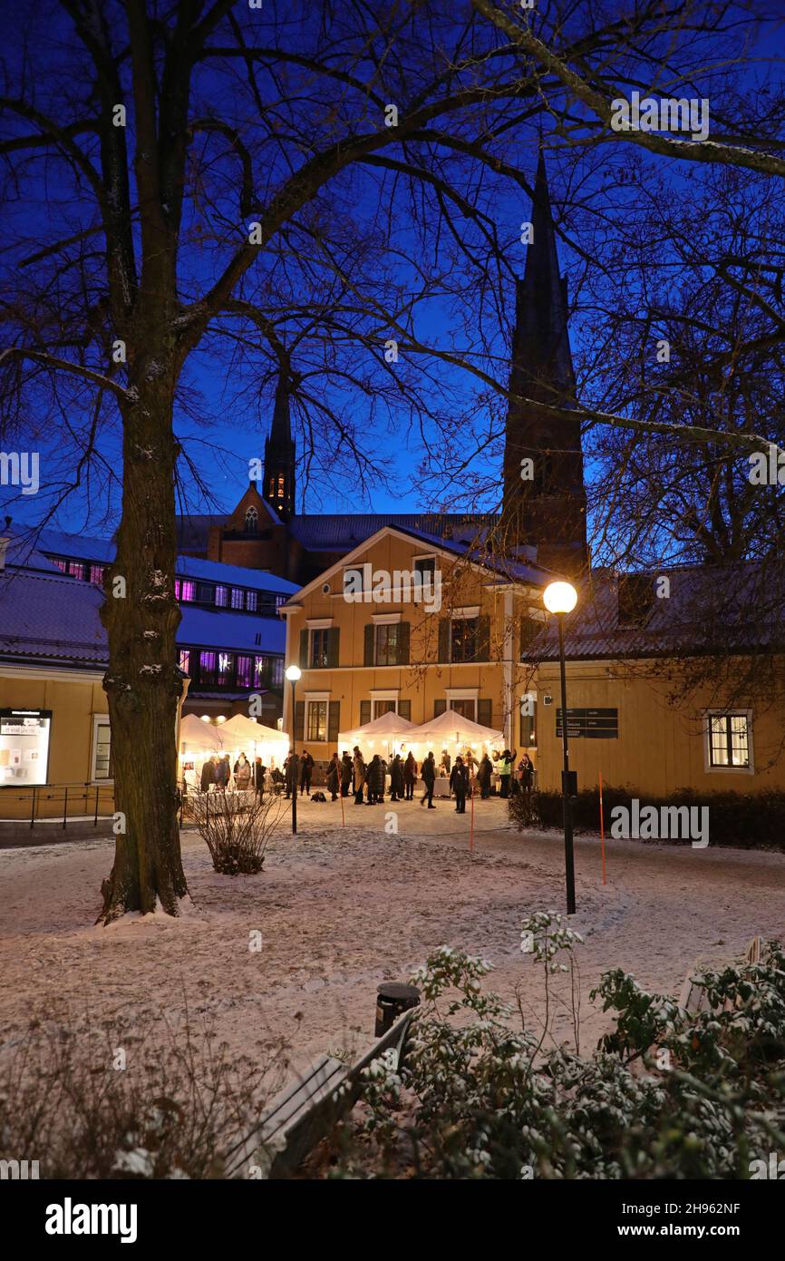 Daily life in Uppsala, Sweden, during Saturday. A christmas market by ...