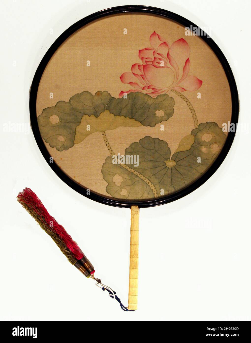 Lotus, Qing dynasty (1644-1911), 19th century. Hand-held fan Stock ...