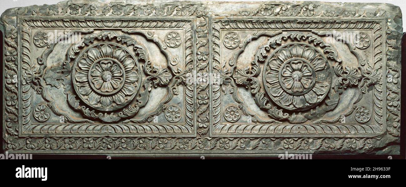 Architectural relief panel with floral design, , 18th century Stock ...