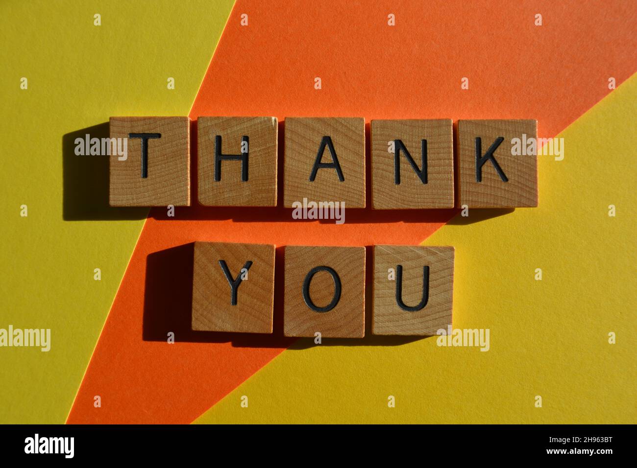 Thank You, words in wooden alphabet letters isolated on bright and ...