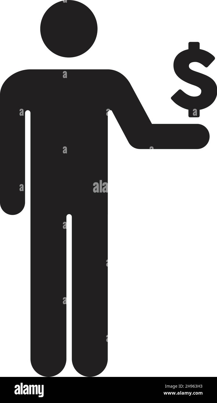 Dollar sign with man icon vector currency symbol for business and ...