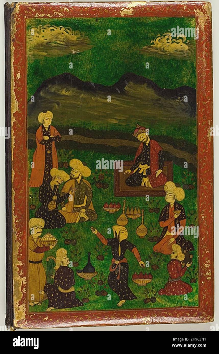Illuminated Bookbinding of the Gulistan of Sa'di, 17th century Stock ...