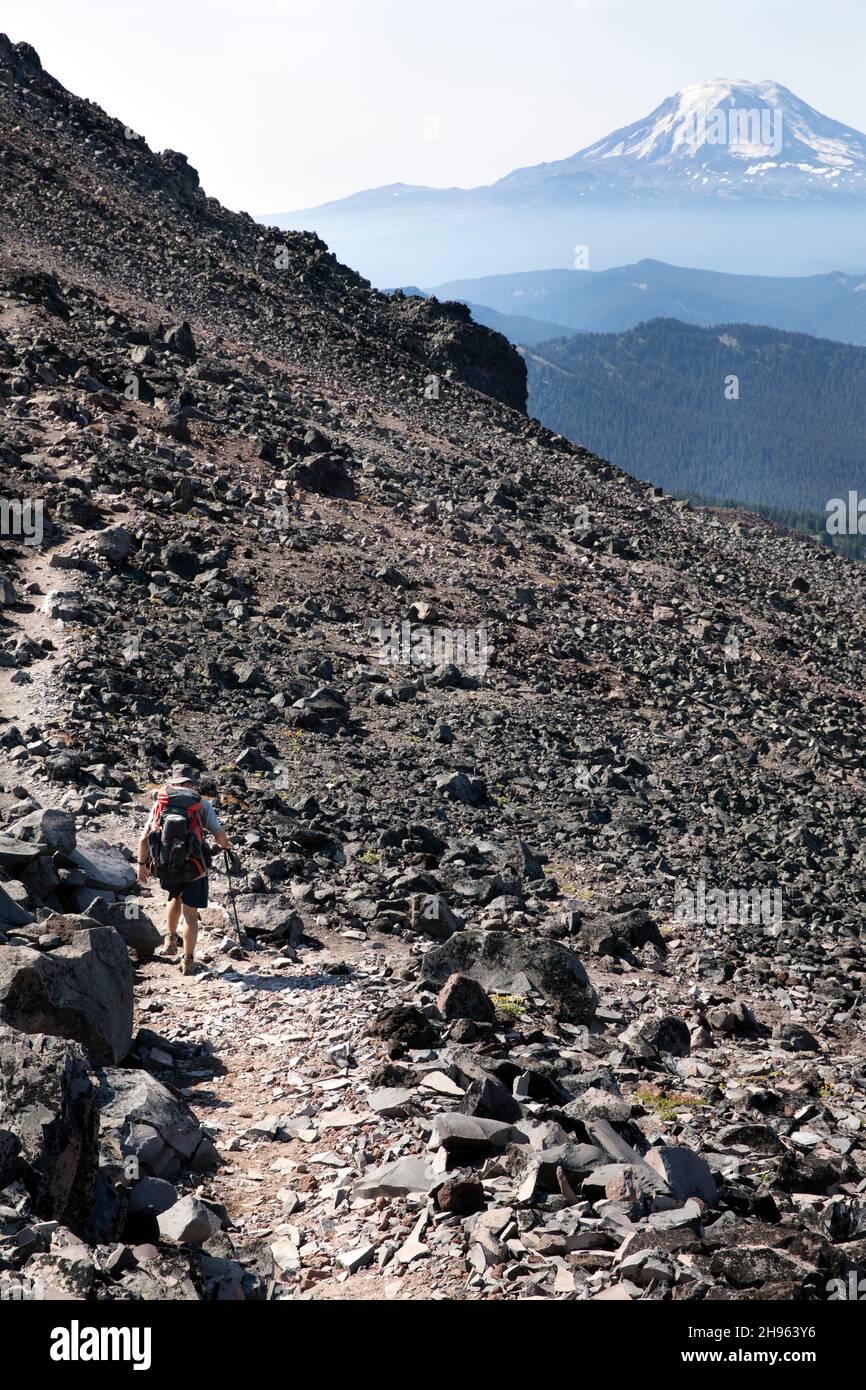 WA20479-00....WASHINGTON - Hiker on the Pacific Crest Trail in the Goat ...