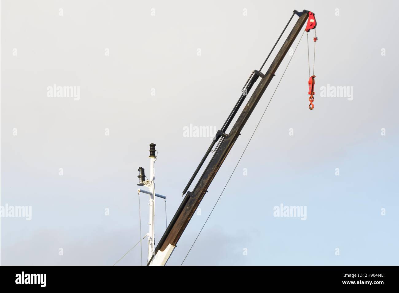 Crane hook for lifting loop close up at shipbuilding yard Stock Photo ...