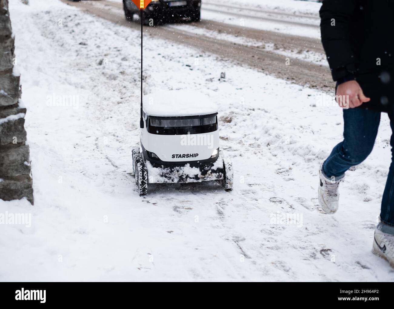 Tallinn, Estonia - December 4, 2021: Starship Technologies autonomous ...