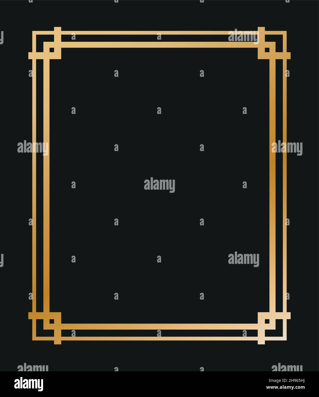 Vintage linear thin line geometric shape art deco retro design frame ...