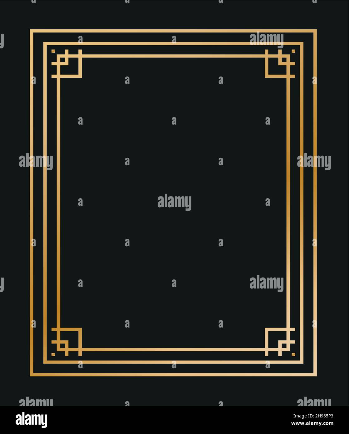 Vintage linear thin line geometric shape art deco retro design frame ...