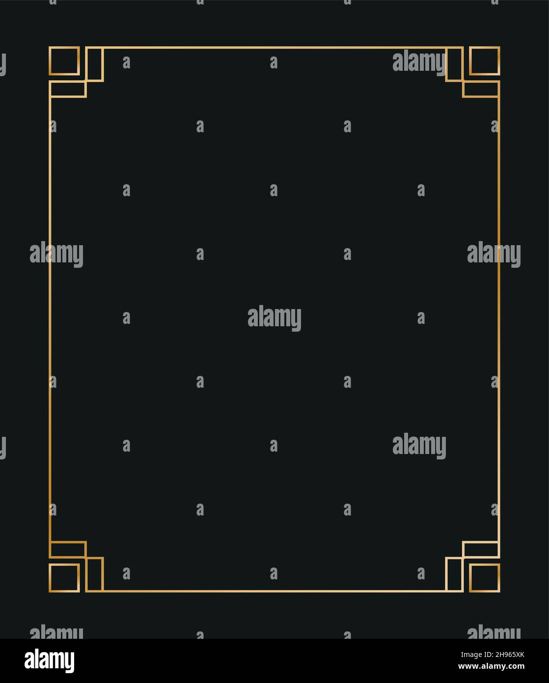 Vintage linear thin line geometric shape art deco retro design frame ...