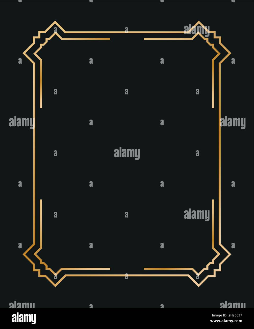 Vintage linear thin line geometric shape art deco retro design frame ...