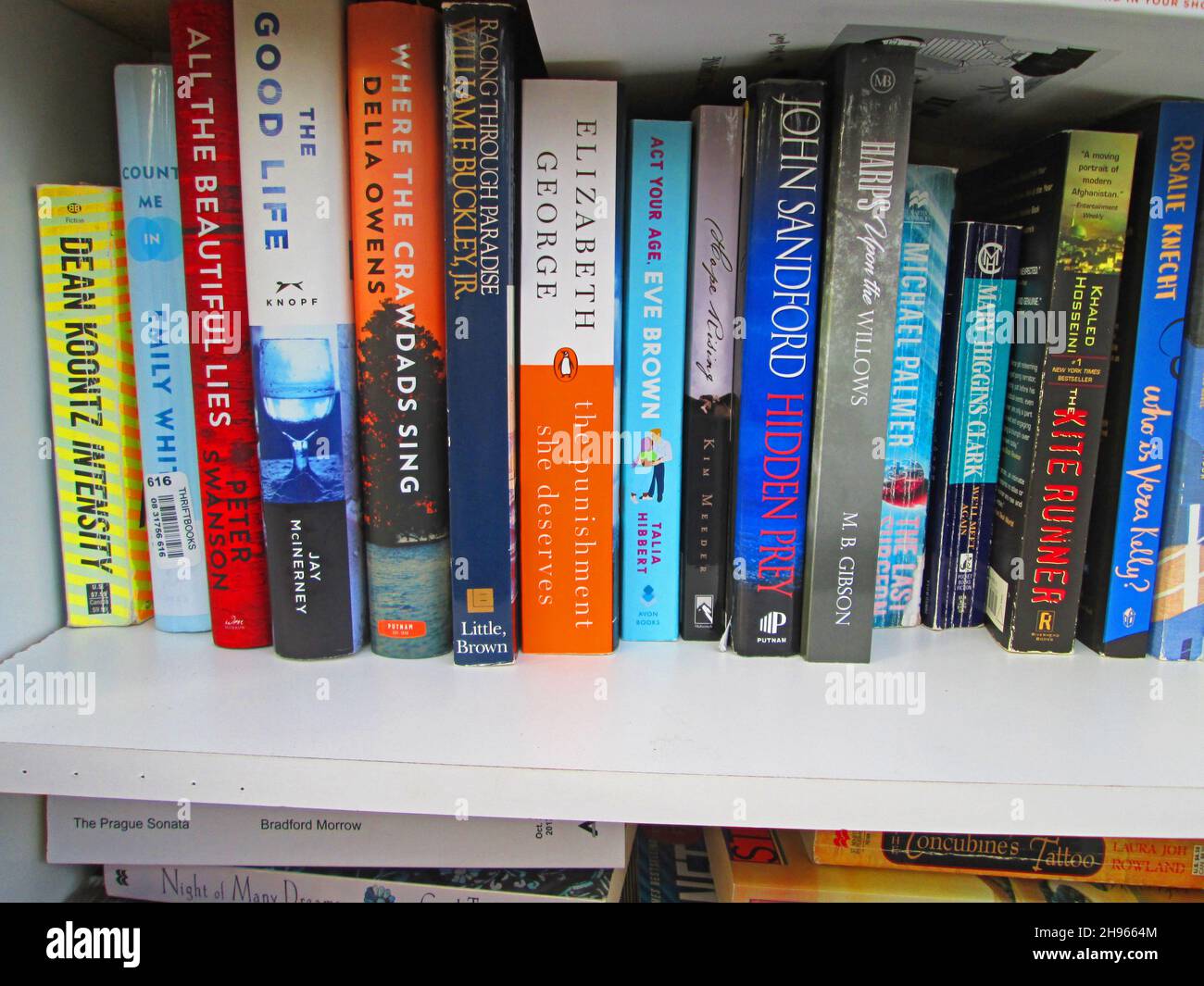 The interior of a private, free, roadside library, on a rural street in ...