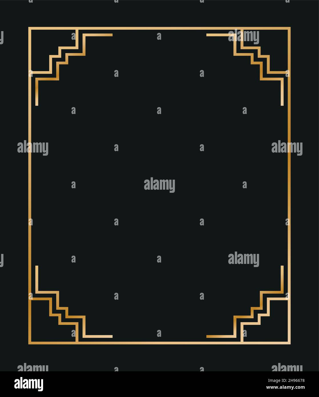 Vintage linear thin line geometric shape art deco retro design frame ...