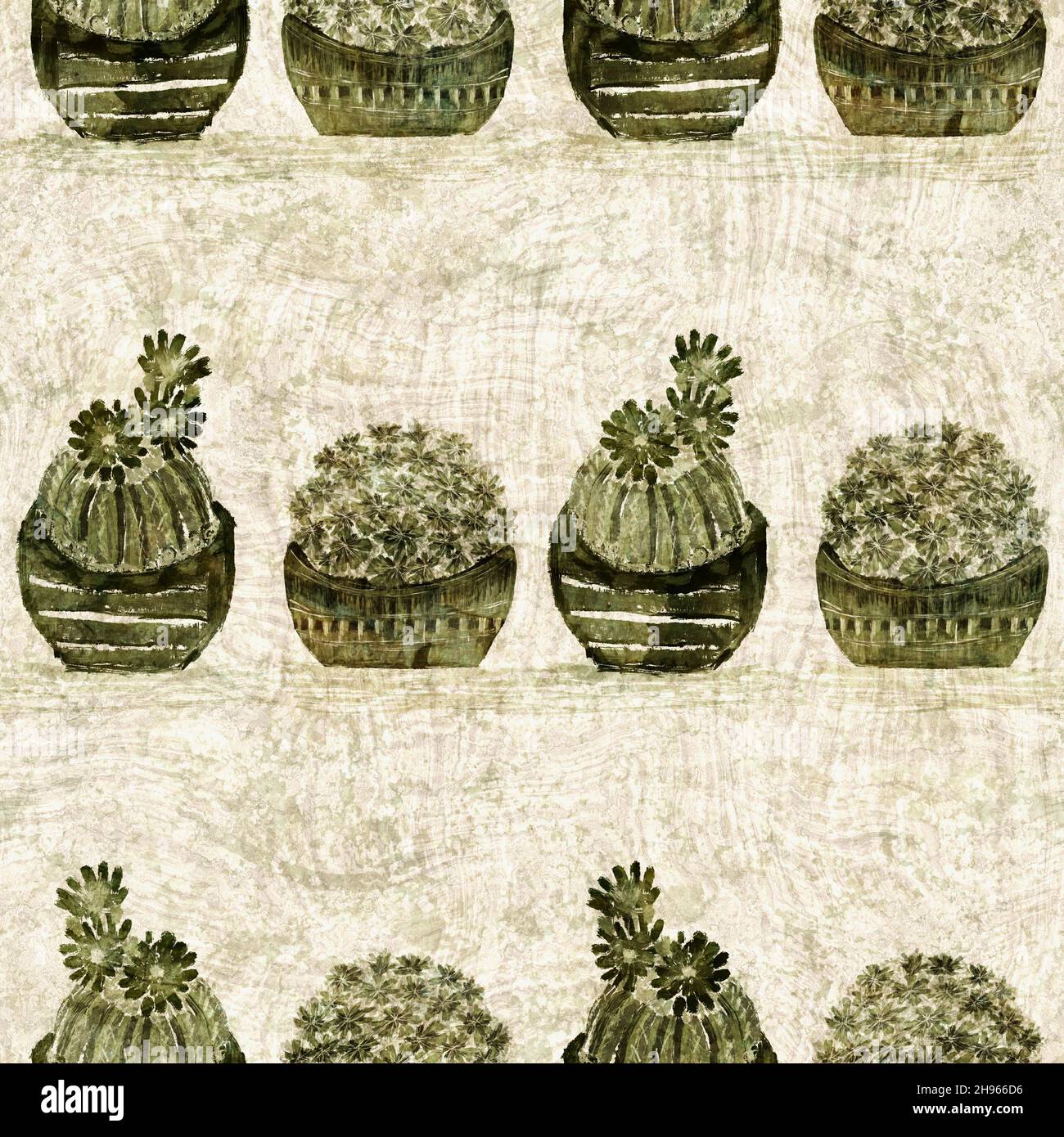 Desert plant on sand texture seamless raster pattern. Organic succulent ...