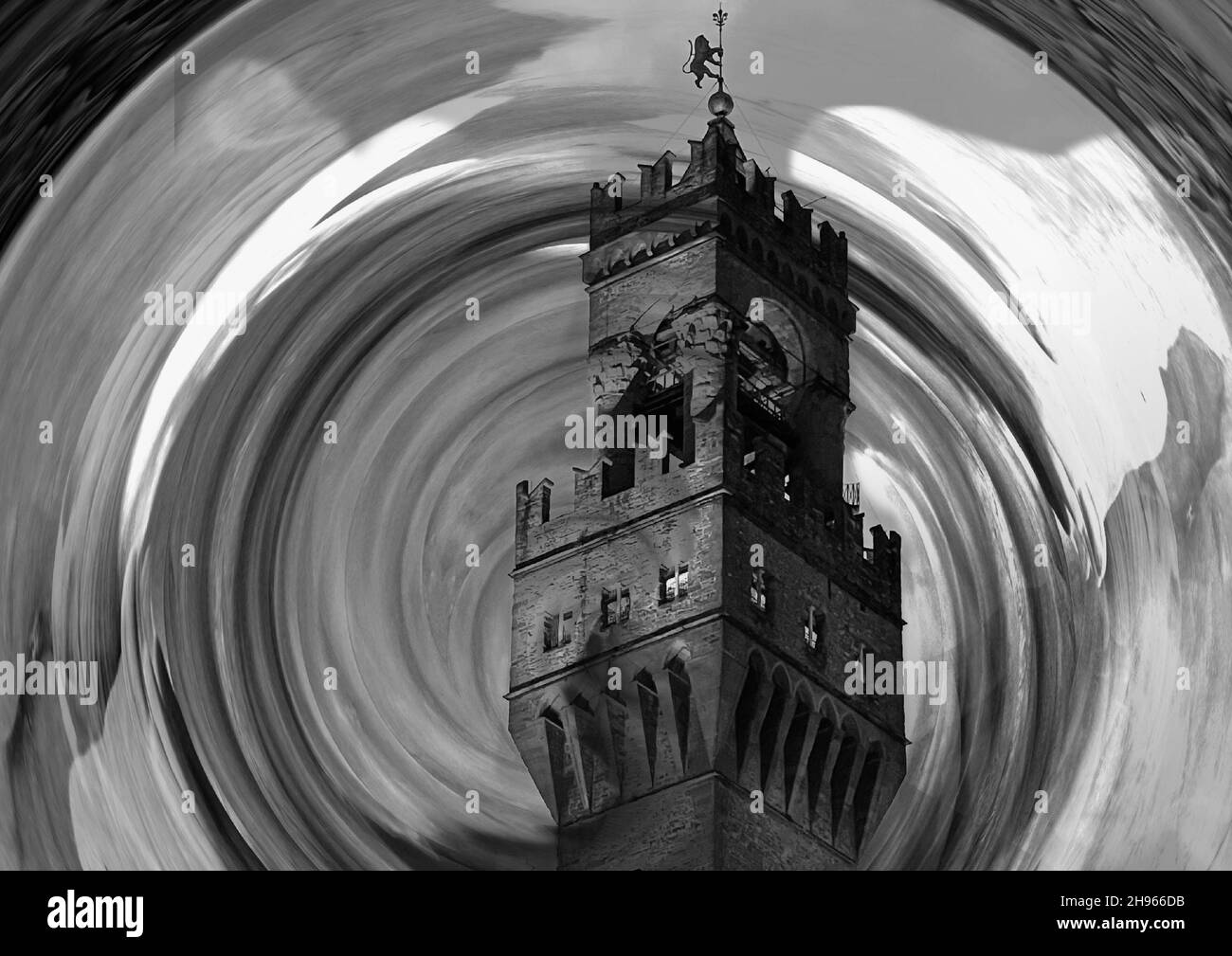 Image of a medieval tower and a vortex Stock Photo - Alamy