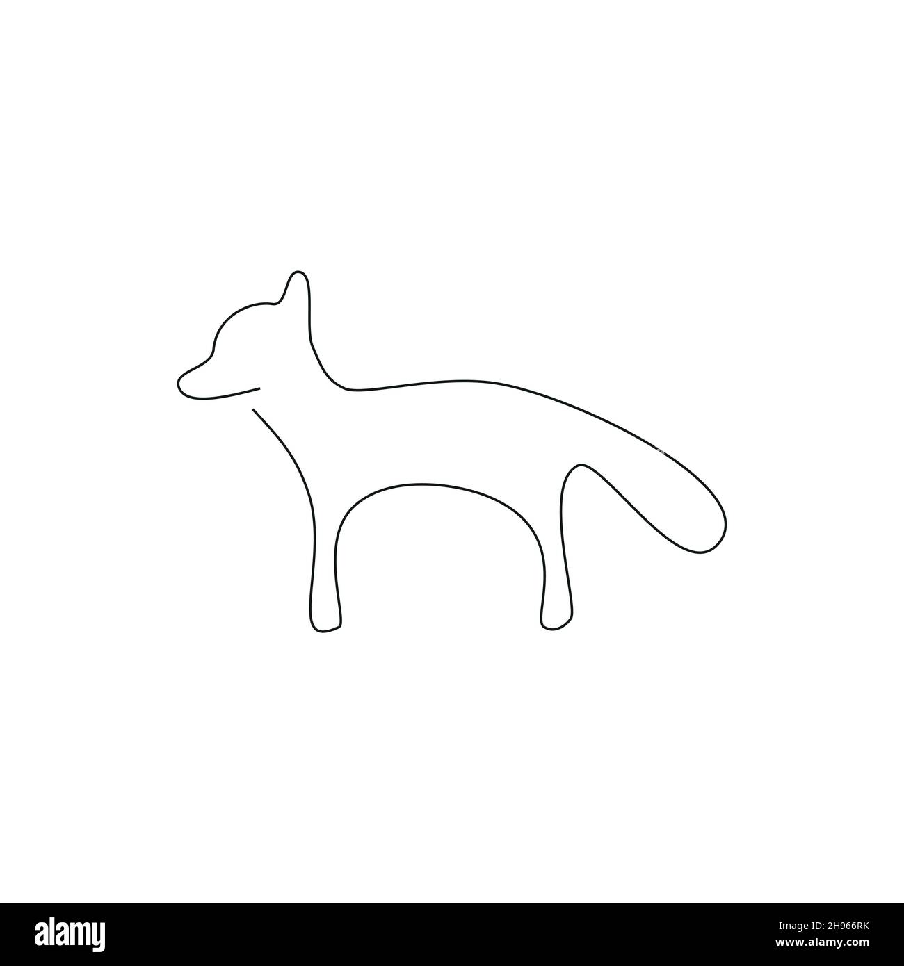 One line design silhouette of fox.hand drawn minimalism style.vector ...
