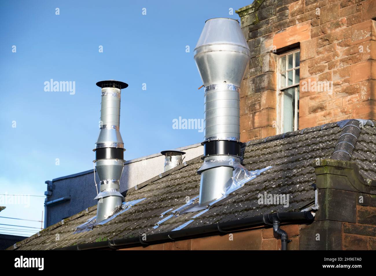 Flue chimney fixed to building exterior wall stainless steel from ...