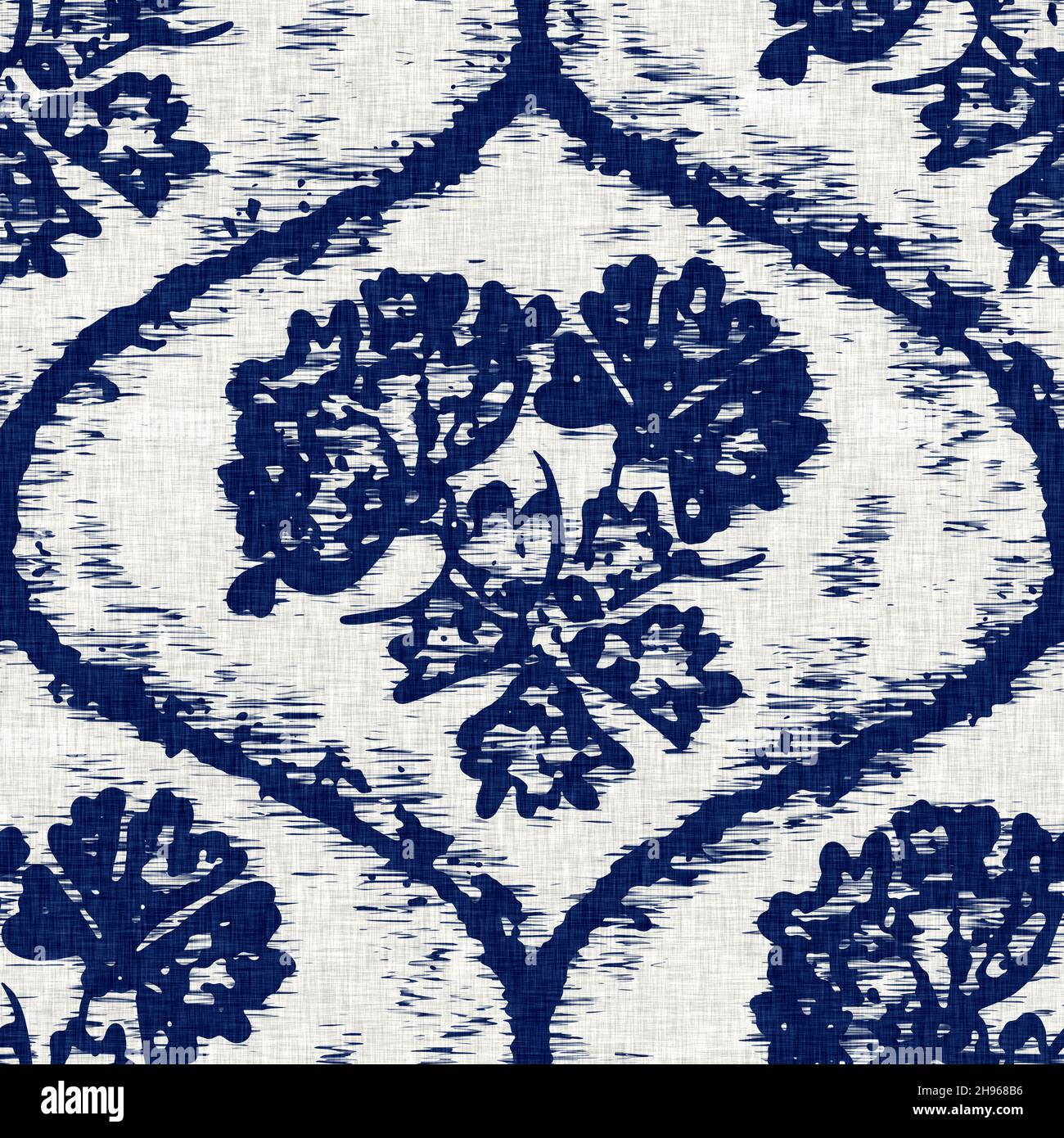 Indigo dyed fabric flower pattern texture. Seamless textile fashion ...